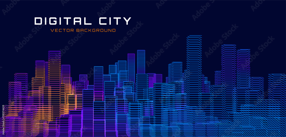 Smart Digital City Concept. Urban Architecture High Towers Concept of ...
