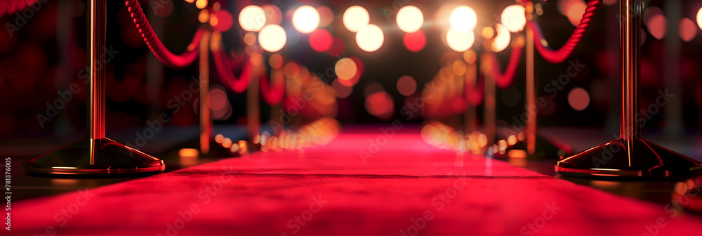 Luxurious red carpet event entrance with glowing lights, velvet ropes ...