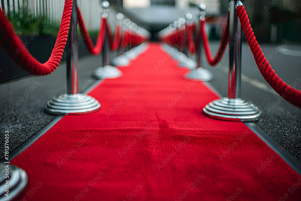 Inviting red carpet walkway leading to a prestigious event with ...