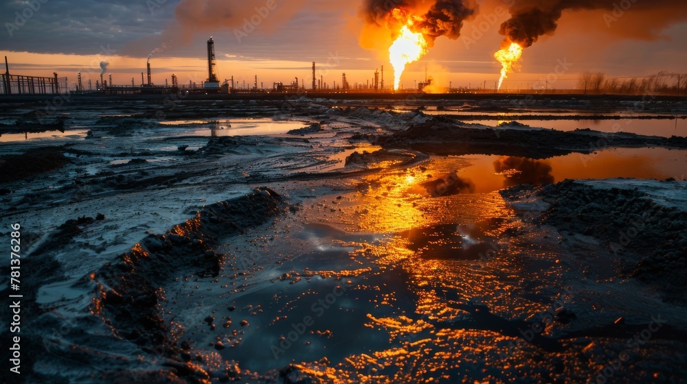 High-resolution photo capturing the intense moment of crude oil being ...