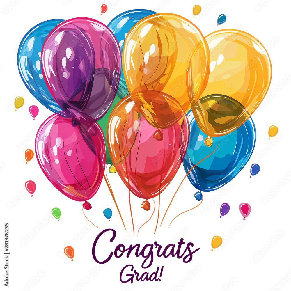 Graduation balloons on transparent background. AI generate illustration ...