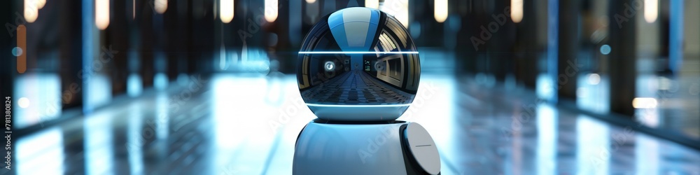 Robotic security guard in 3D, patrolling premises with advanced ...