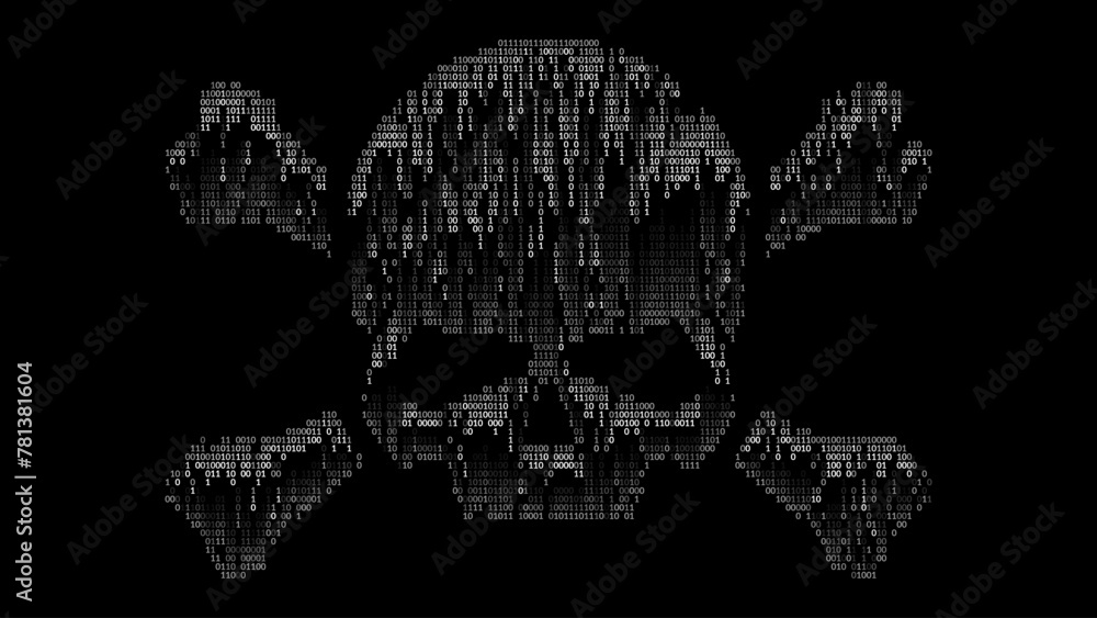 Vetor do Stock: Skull and Crossed Bones ASCII Art. Falling Binary ...