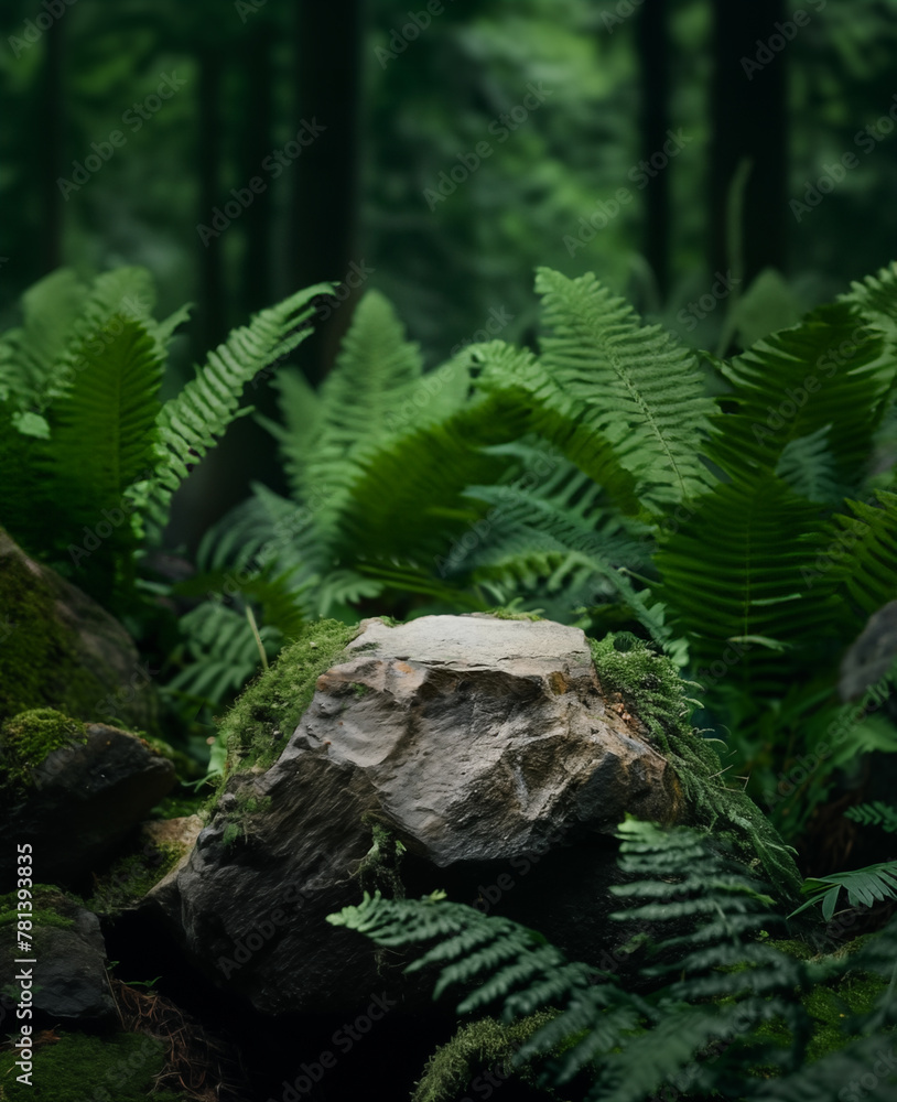 Dark forest natural product display. Product photography or mockup ...