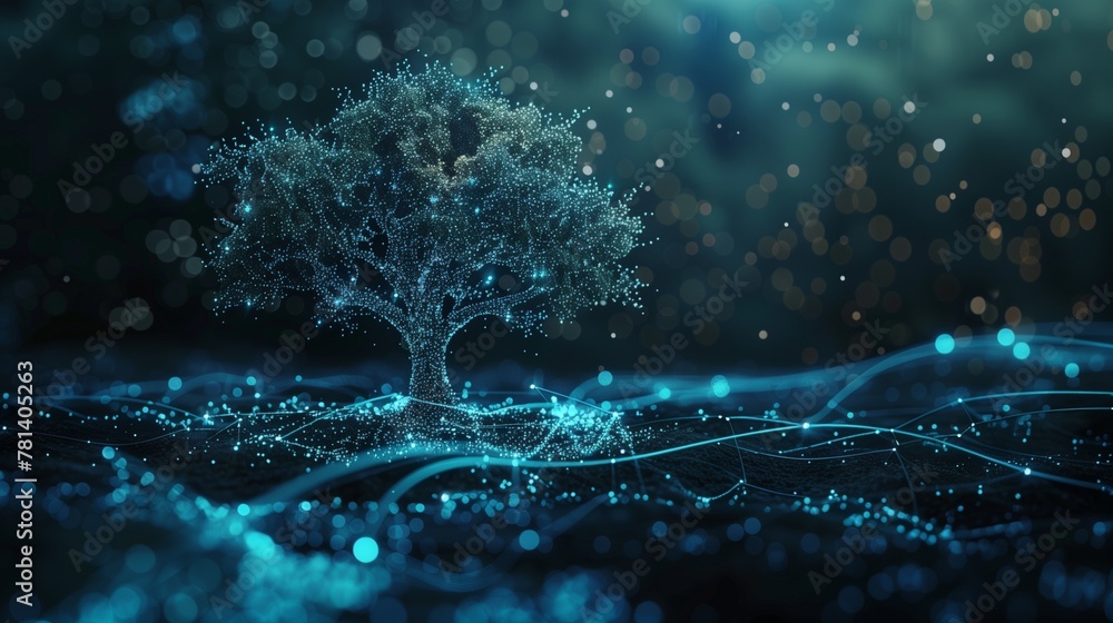 A digital illustration of a tree with branches seamlessly integrated ...