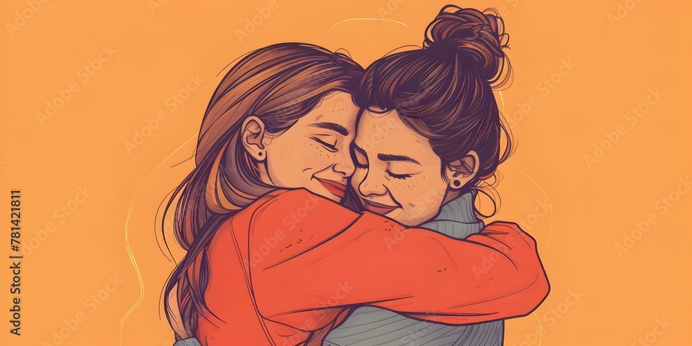 Two friends reuniting and embracing after a long celebrating their ...