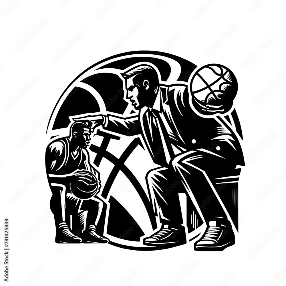Cartoon Black and White Isolated Illustration Vector Of a Basketball ...
