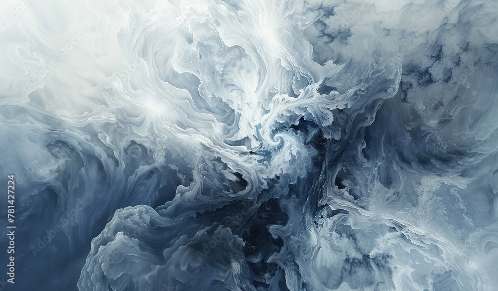 Abstract ocean whirlpool texture with swirling white and blue patterns ...