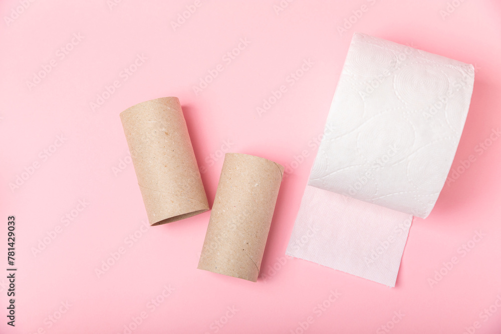 Empty toilet paper roll. Empty toilet paper rolls for on pink ...