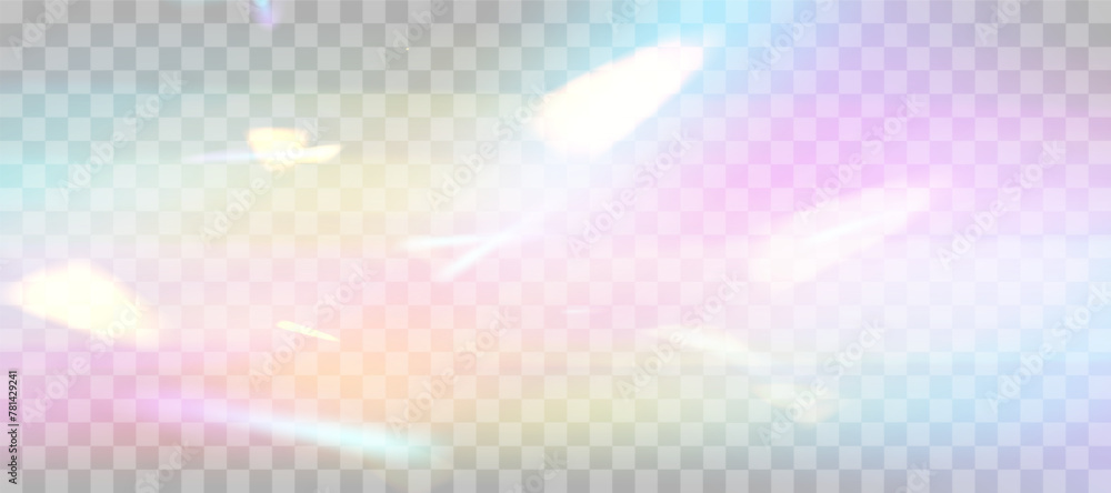 Blurred rainbow refraction overlay effect. Light lens prism effect on ...