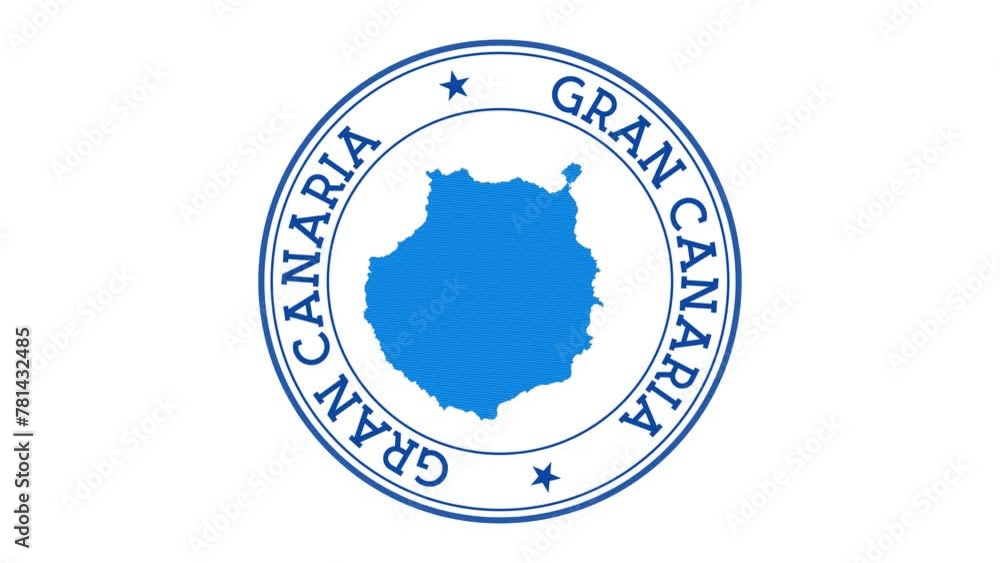 Gran Canaria intro. Badge with the circular name and map of island ...