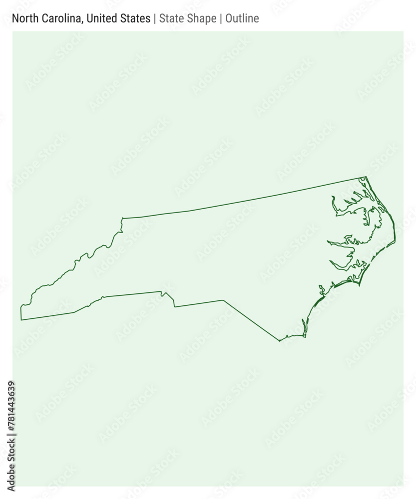 North Carolina, United States. Simple vector map. State shape. Outline ...