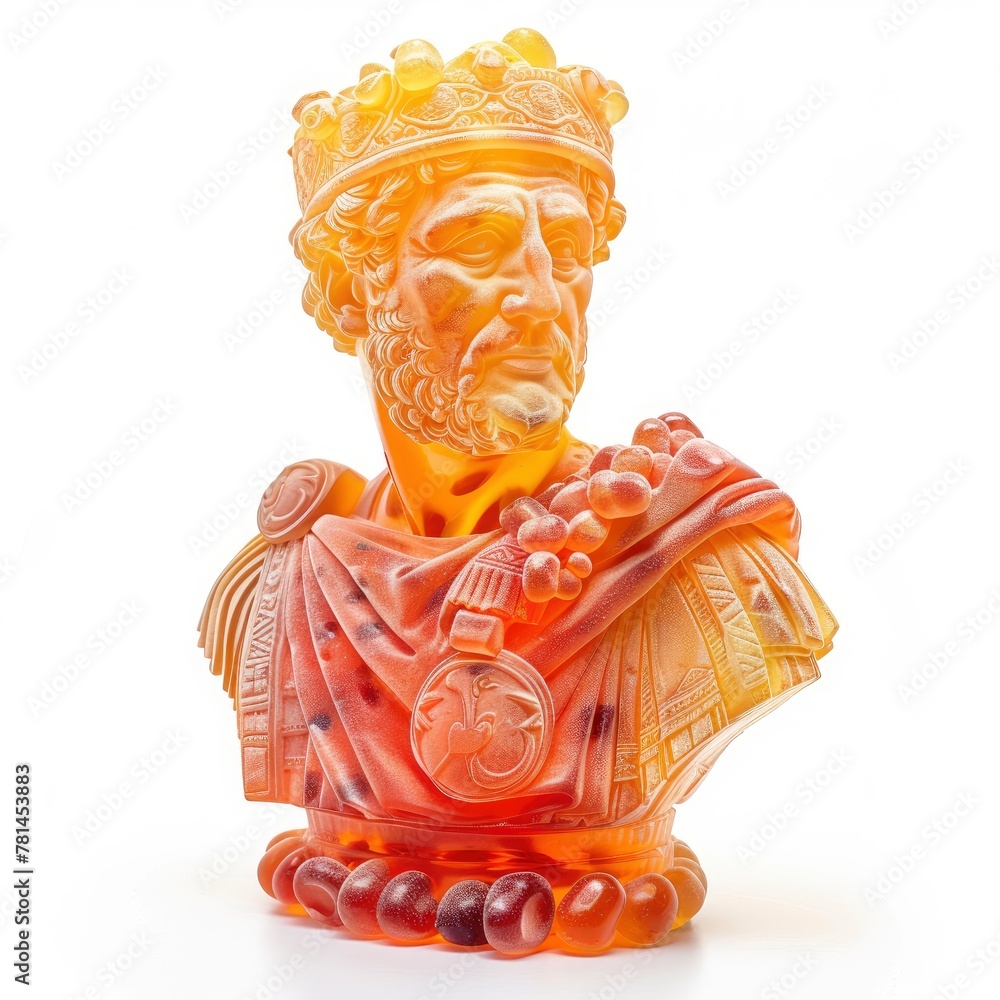 Bust of the famous ancient Roman emperor figure made of sweet gelatin ...