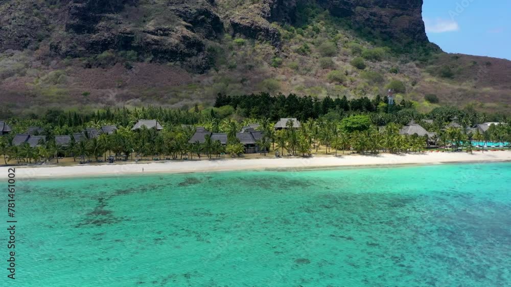 Aerial view of Le morne Brabant in Mauriutius. Tropical crystal ocean ...