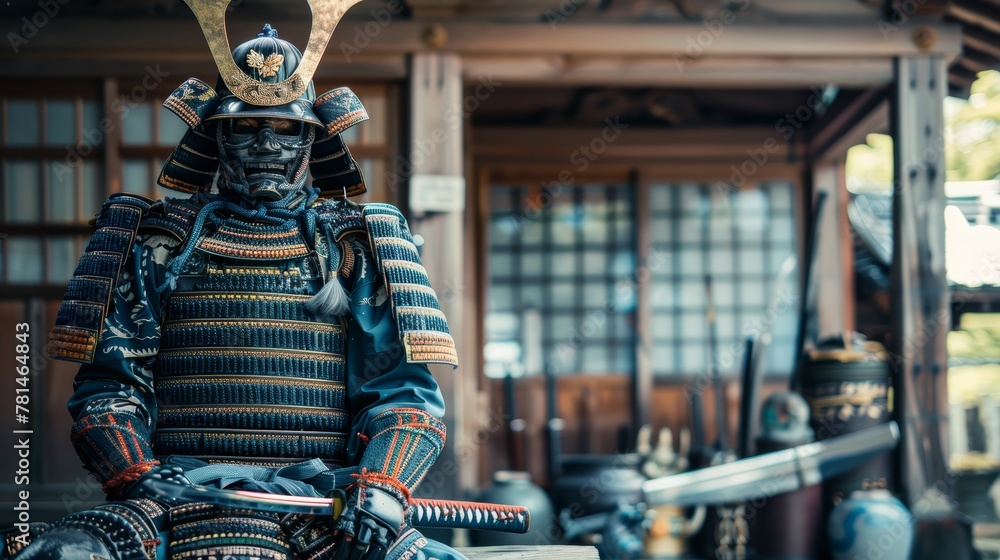 Foto de Authentic samurai armor positioned in traditional Japanese ...