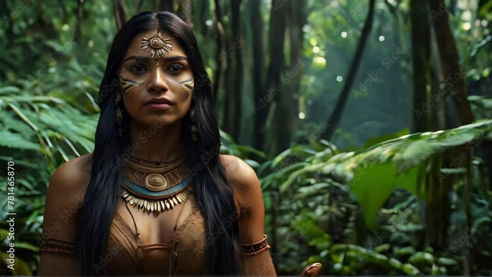 Close up of indigenous people in the Amazon jungle. Brazilian native ...