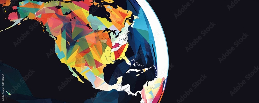 Vibrant low-poly world map depicting continents with a modern twist ...