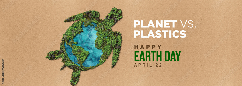 Planet vs. Plastics , Earth day 2024 concept 3d tree background. Ecology concept. Design with ...