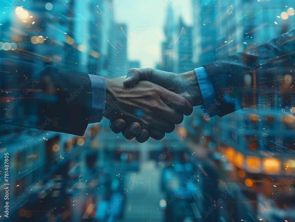 Series of handshakes, professionals, business attire, corporate ...