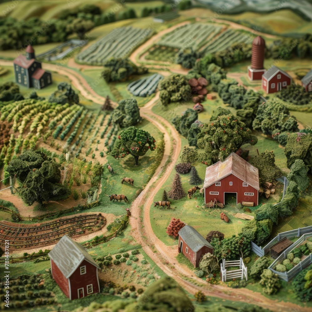 A family farm with multiple generations working together embodying tradition and continuity ...