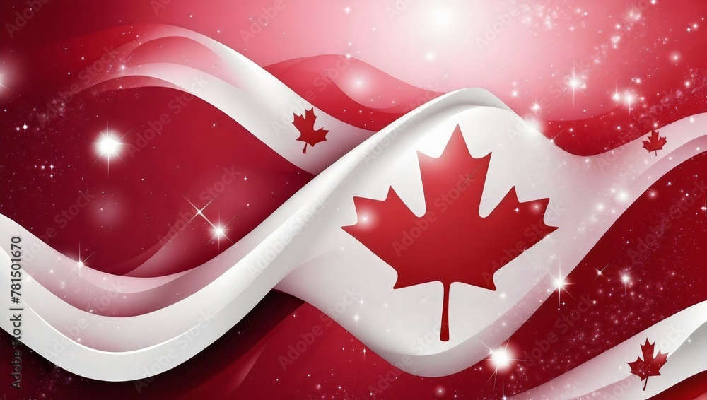Canadian flag design with magical snowfall and sparkling lights on red ...