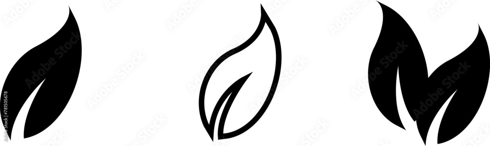 Vetor de Leaf vector icons. Eco leaf logo. Simple linear leaves of ...
