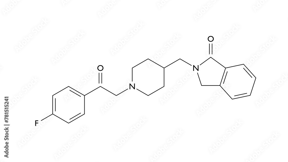 roluperidone molecule, structural chemical formula, ball-and-stick ...