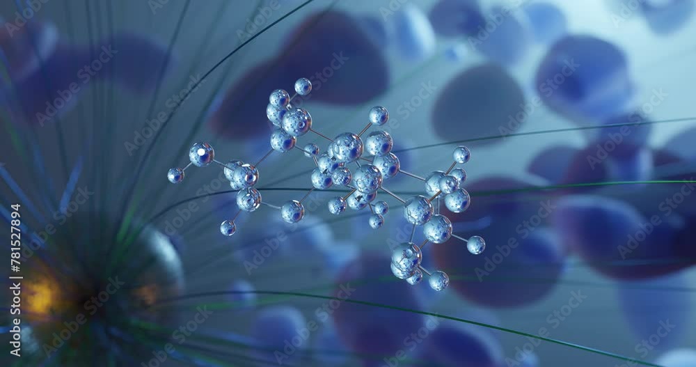 Cellulose rotating molecular 3d structure ball-and-stick model, looped ...