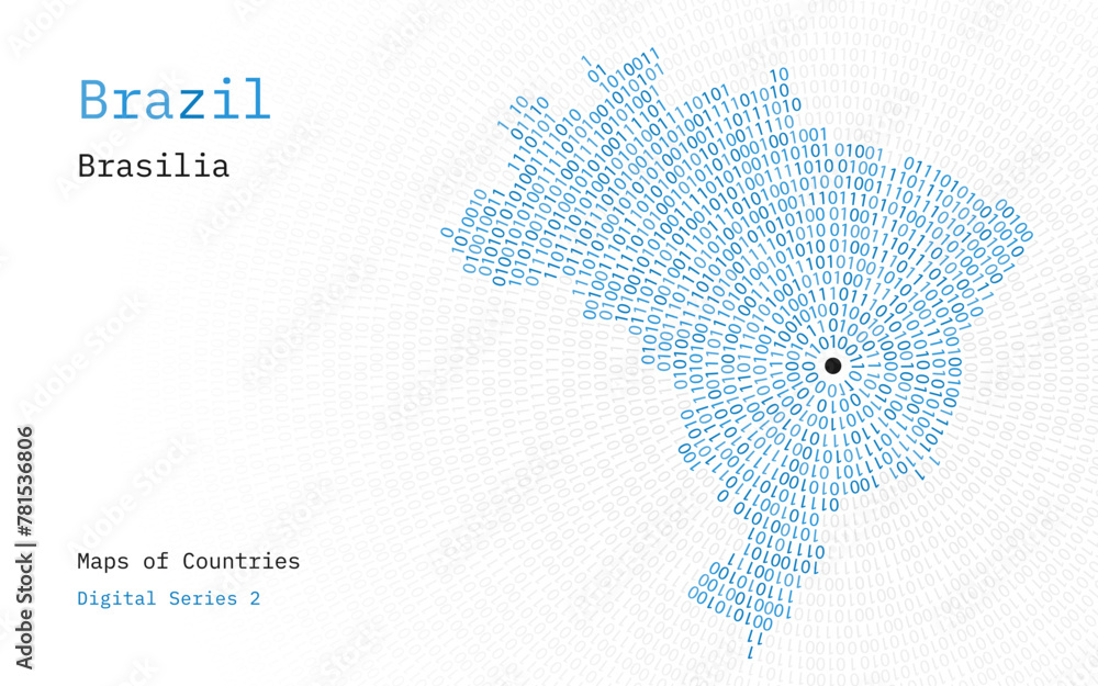 A map of Brazil depicted in zeros and ones in the form of a circle. The ...