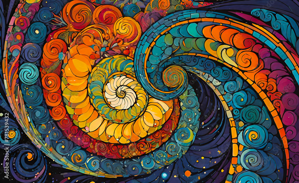An abstract background of Fibonacci spirals seamlessly integrated into ...