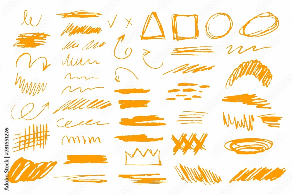 Crayon Lines Strokes Doodle Pencil Lines Grunge Chalk Drawings Hand ...