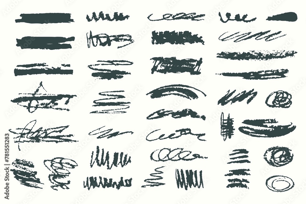 Crayon Lines Strokes Doodle Pencil Lines Grunge Chalk Drawings Hand ...