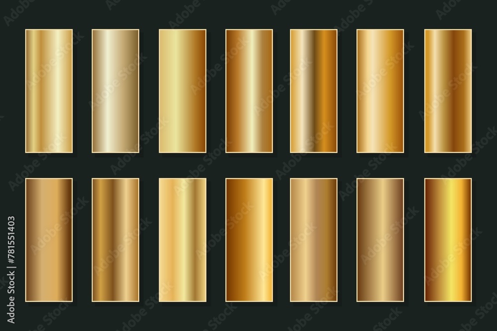 Gold Gradient Set Metallic Golden Gradients Collection Swatches 2 Stock ...