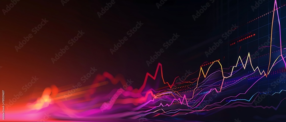 Financial stock market graph with upward trending lines candlestick ...