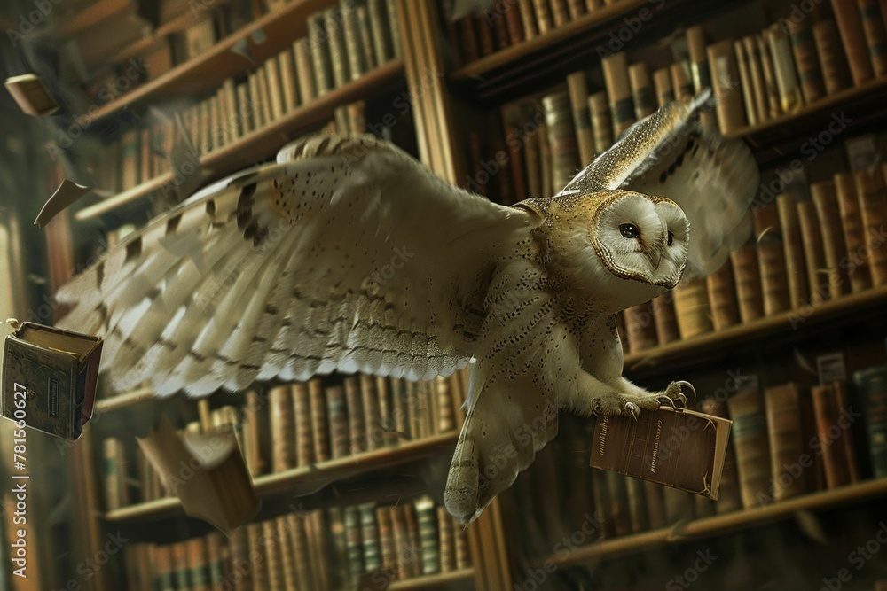 An enchanted library where books fly off the shelves to find their ...