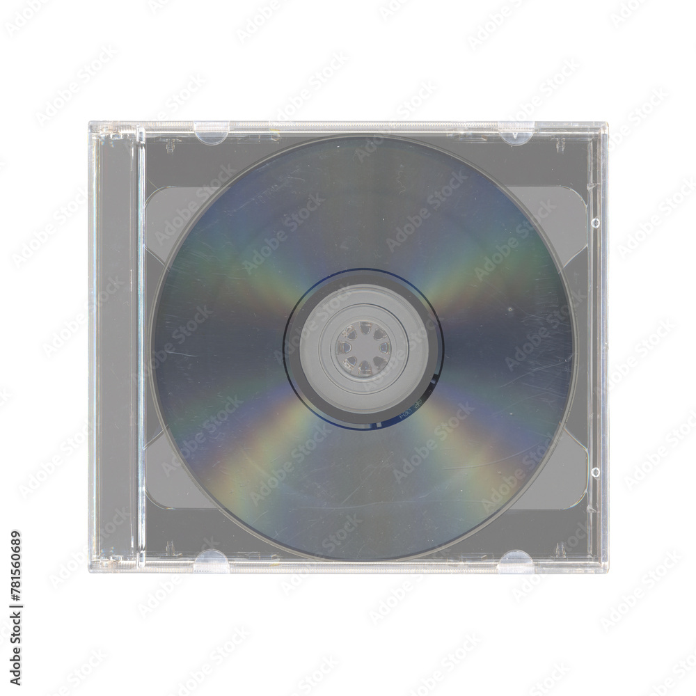 isolated old music CD disc jewel case with compact disk and no cover in ...