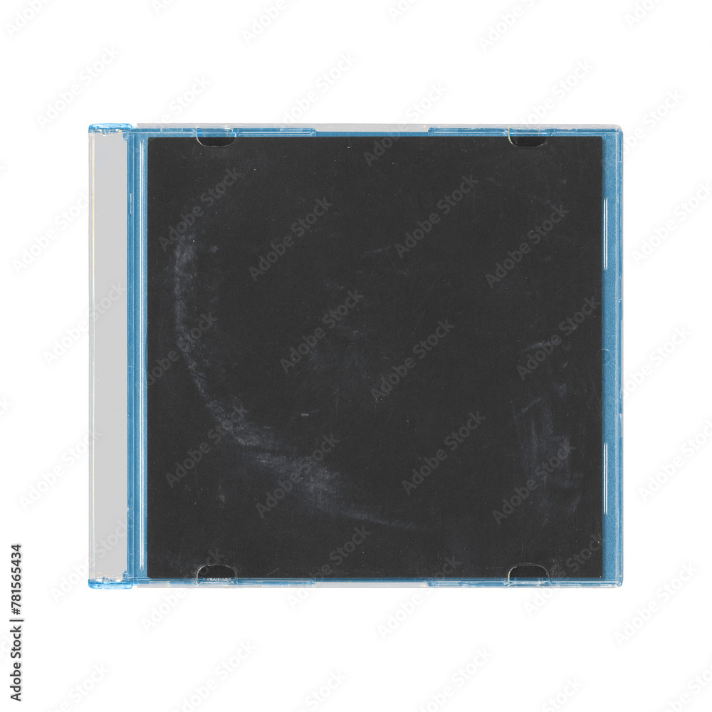 isolated mockup of old music CD disc jewel colored case with black ...