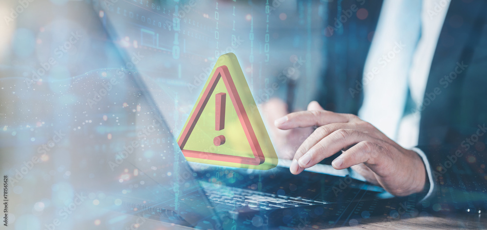 System hacked alert after cyber attack on computer network. compromised ...