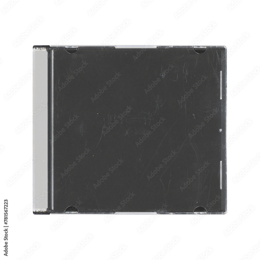 isolated mockup of old music CD disc jewel case with black cover layout ...
