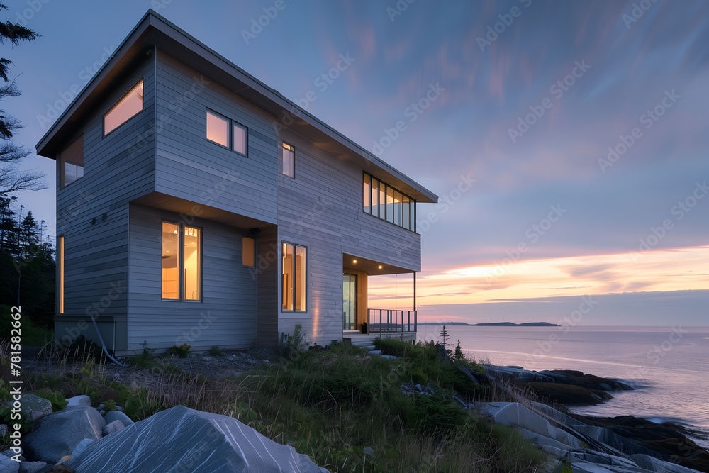 Luxury modern house on the shore of a reservoir, real estate ...