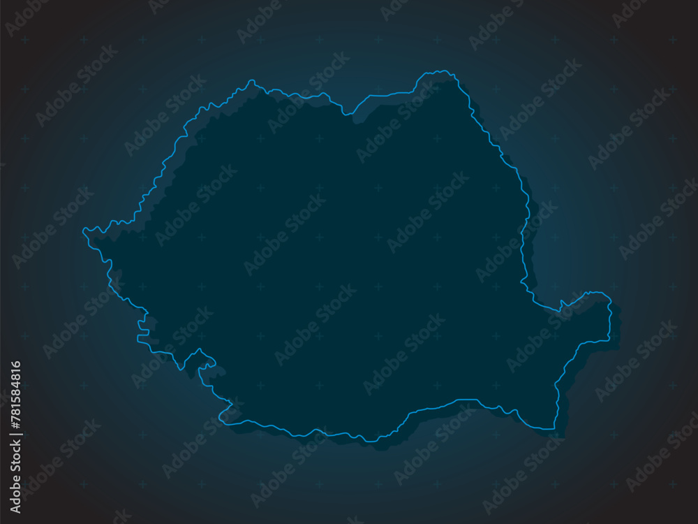 Vector map Romania on the radar screen Stock Vector | Adobe Stock