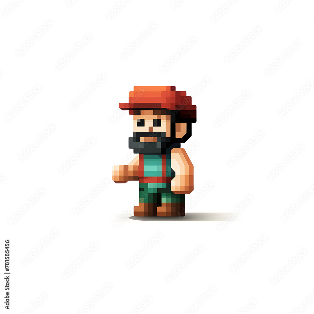 Illustrated Pixel cartoon character with white background, 8 bit Pixel ...