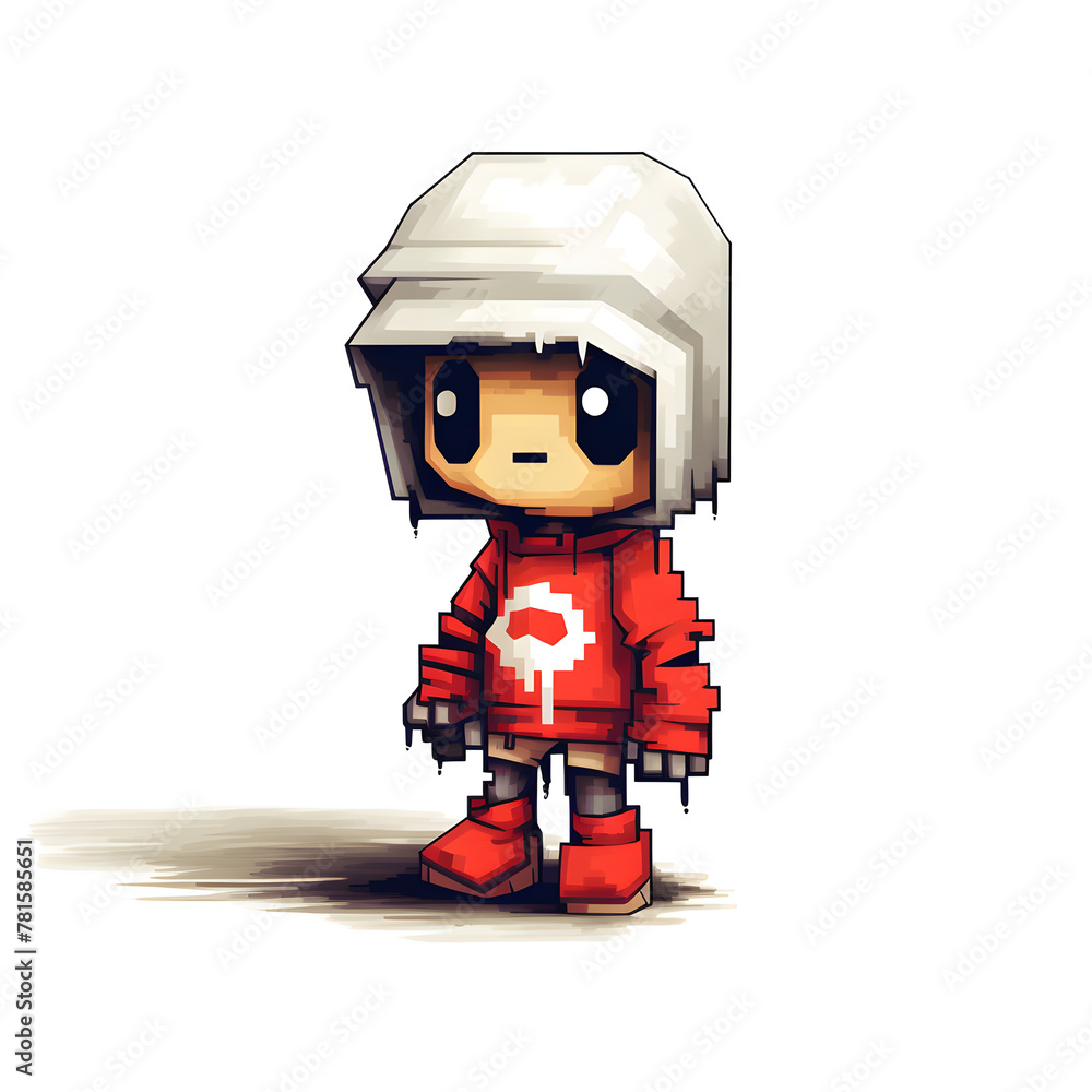 Illustrated Pixel cartoon character with white background, 8 bit Pixel ...