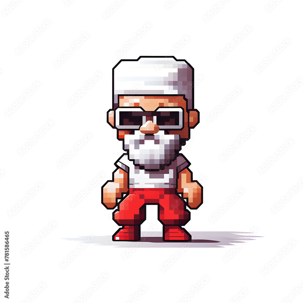 Illustrated Pixel cartoon character with white background, 8 bit Pixel ...