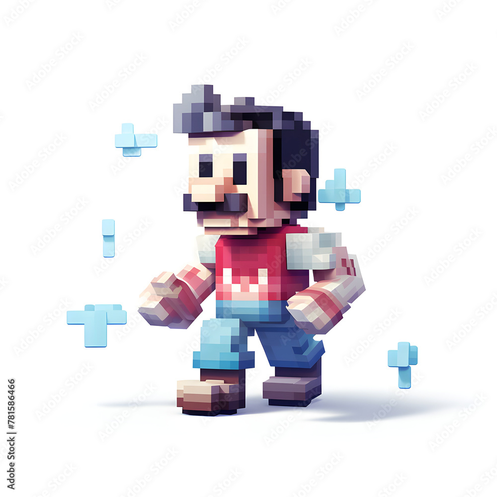 Illustrated Pixel cartoon character with white background, 8 bit Pixel ...