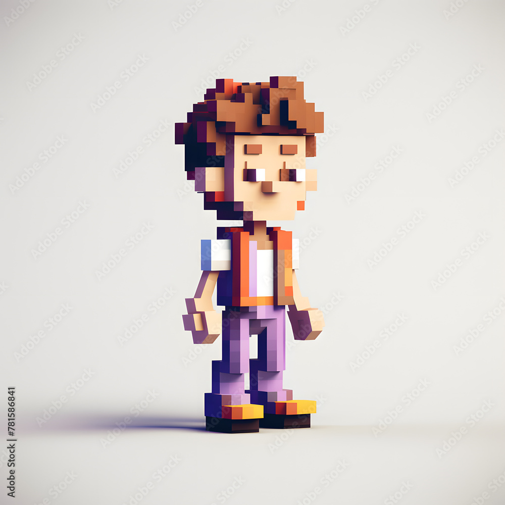 Illustrated Pixel cartoon character with white background, 8 bit Pixel ...
