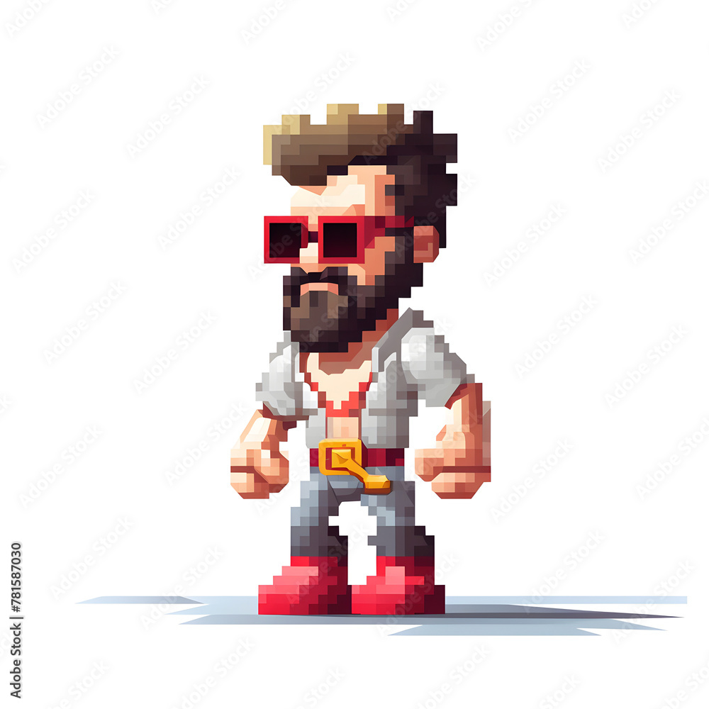 Illustrated Pixel cartoon character with white background, 8 bit Pixel ...