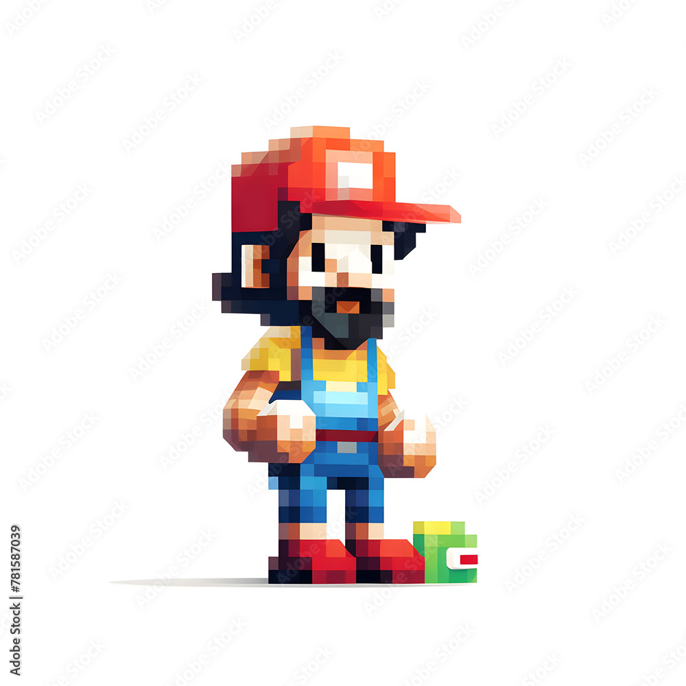 Illustrated Pixel cartoon character with white background, 8 bit Pixel ...
