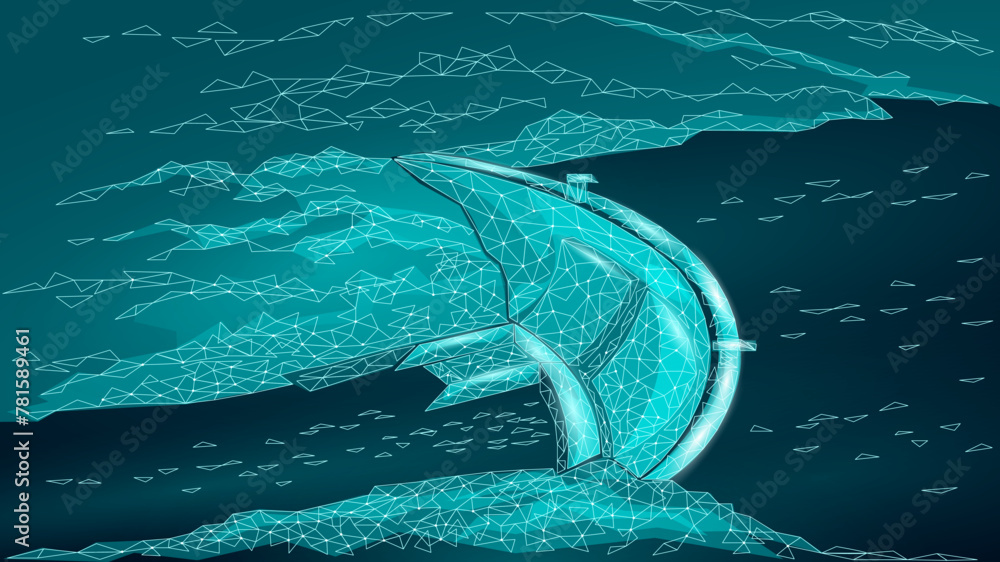 River dam hydro power energy source. Low poly 3D water dam green energy ...