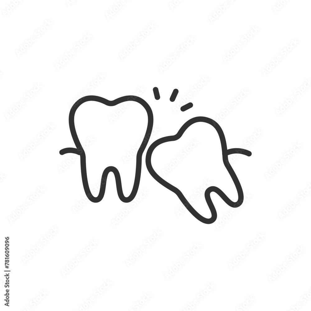 The tooth is growing at an angle, under the surface, linear icon. The ...